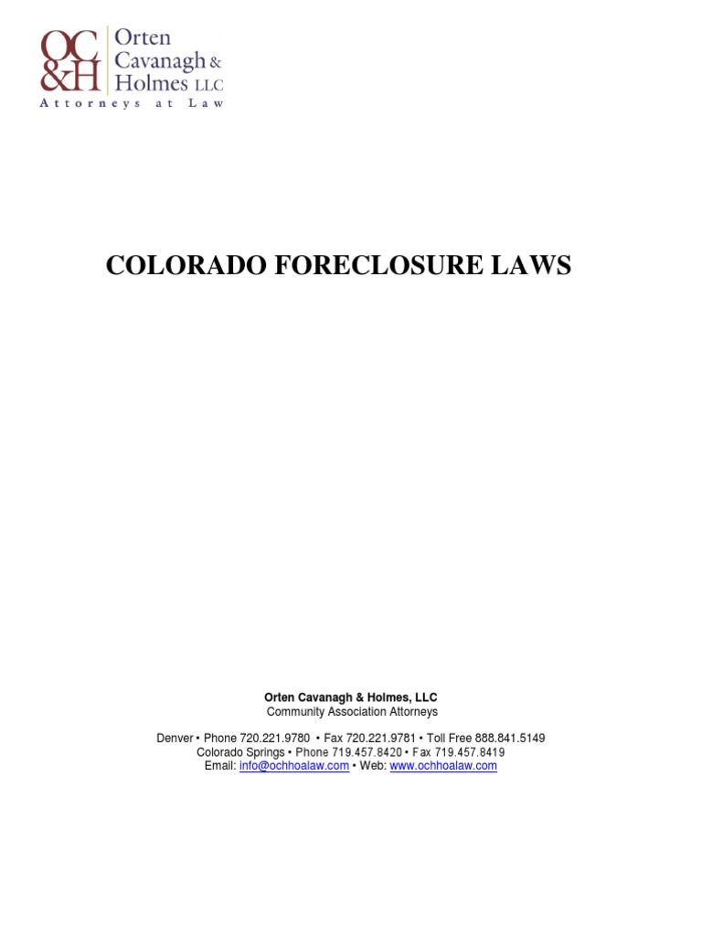 Colorado Foreclosure Laws | PDF | Foreclosure | Mortgage Law