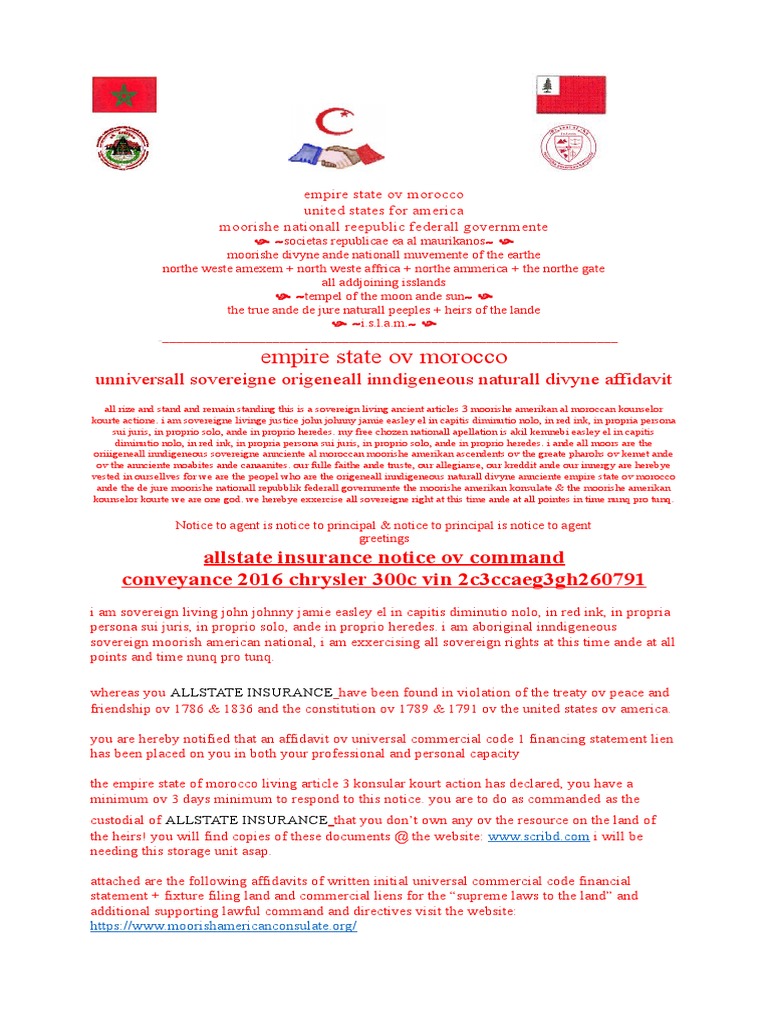 C + 1 Moorishe Sovereigne Updated Command Notice 1-30-22 | PDF | Legal ...