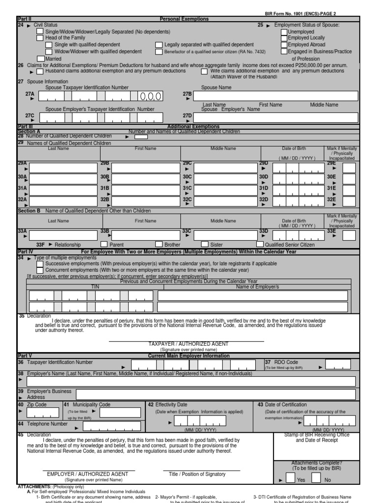 Filling BIR Form No. 1901 Guide | PDF | Taxes | Justice