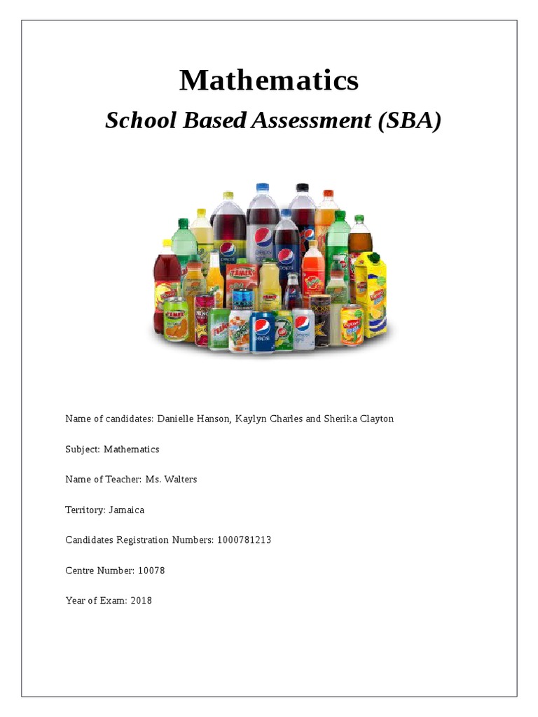 Mathematics: School Based Assessment (SBA) | PDF | Interview | Drink