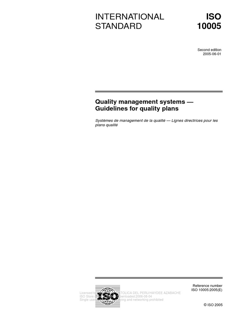 ISO 10005 2005 Quality Management Systems - Guidelines For Quality ...