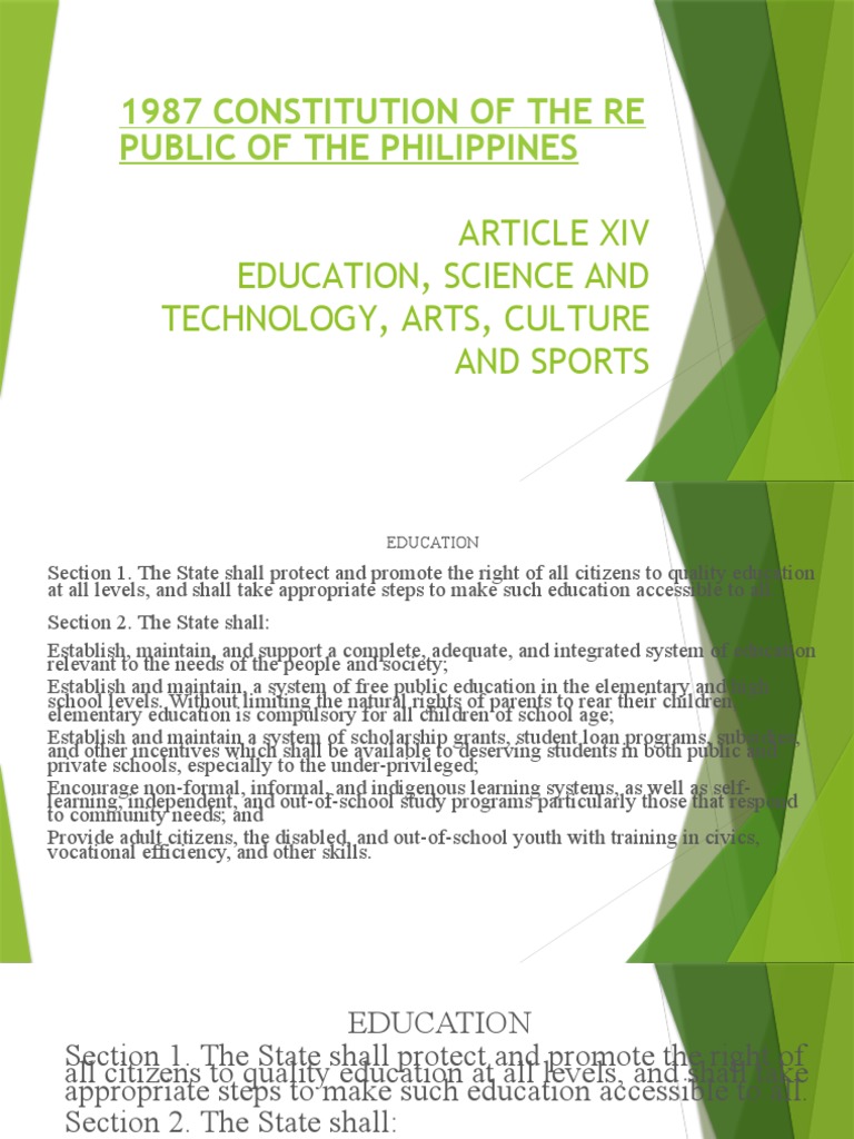 1987 Constitution of The Republic of The Philippines | PDF | Schools ...