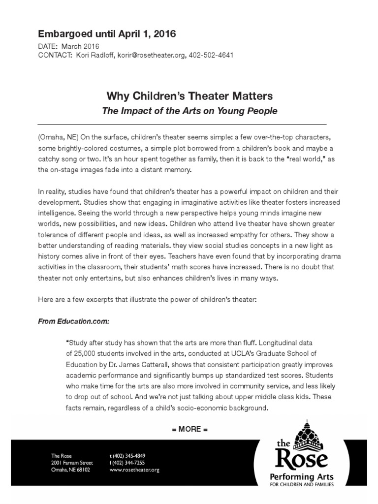 Why Childrens Theater Matters | PDF | Curriculum | Empathy