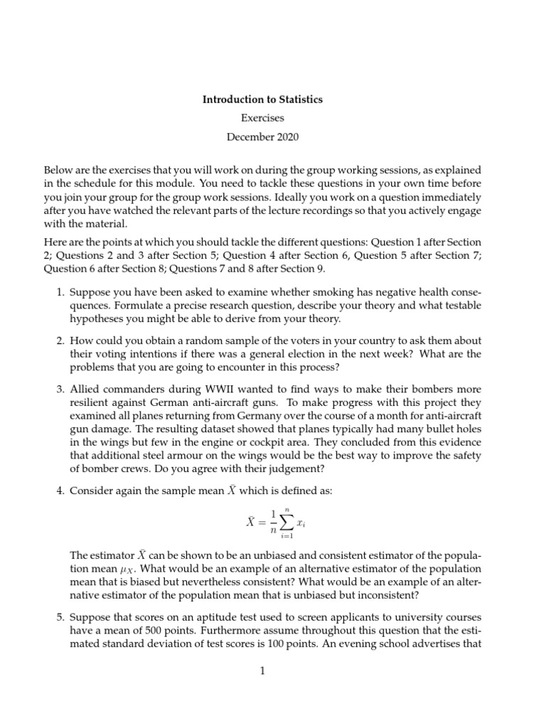 Exercises Introduction Statistics Pdf Estimator Bias Of An Estimator