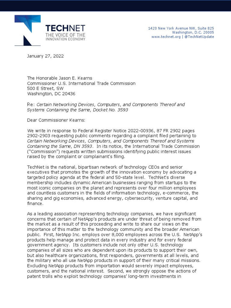 Technet Public Interest Statement | PDF | Patent | Intellectual Property