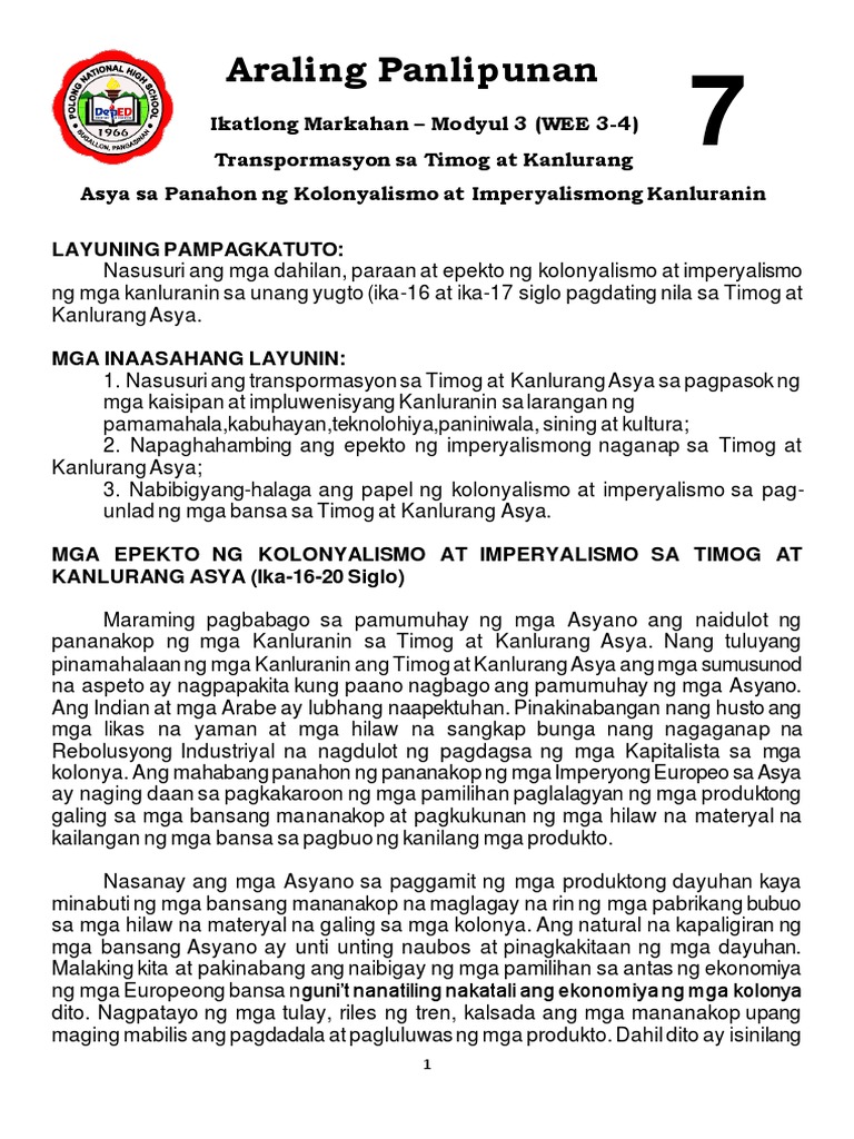 Ap 7 Mod Week 3-4 | PDF