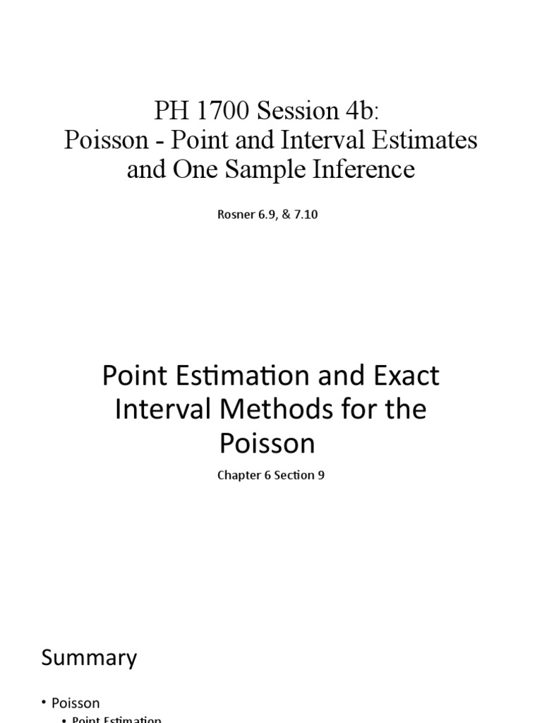 PH1700 Session 4b - Stu - Poisson - Estimation & Inference | PDF ...