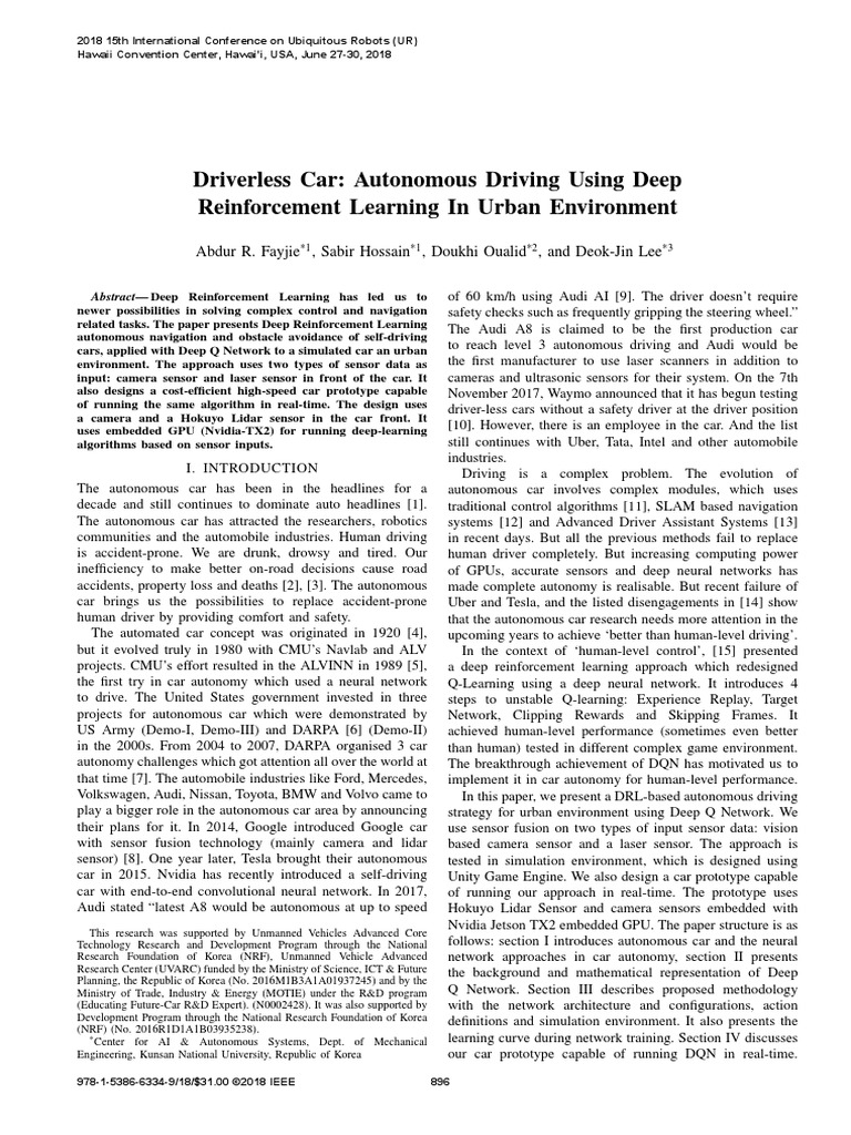 Driverless Car: Autonomous Driving Using Deep Reinforcement Learning in ...