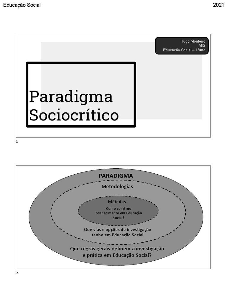 Paradigma Sociocrítico | PDF | Sociologia | Conhecimento