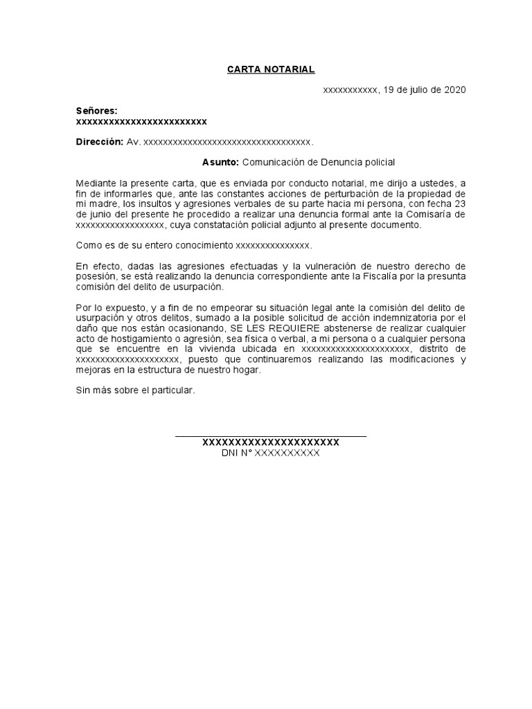 Carta Notarial Modelo 1 | PDF