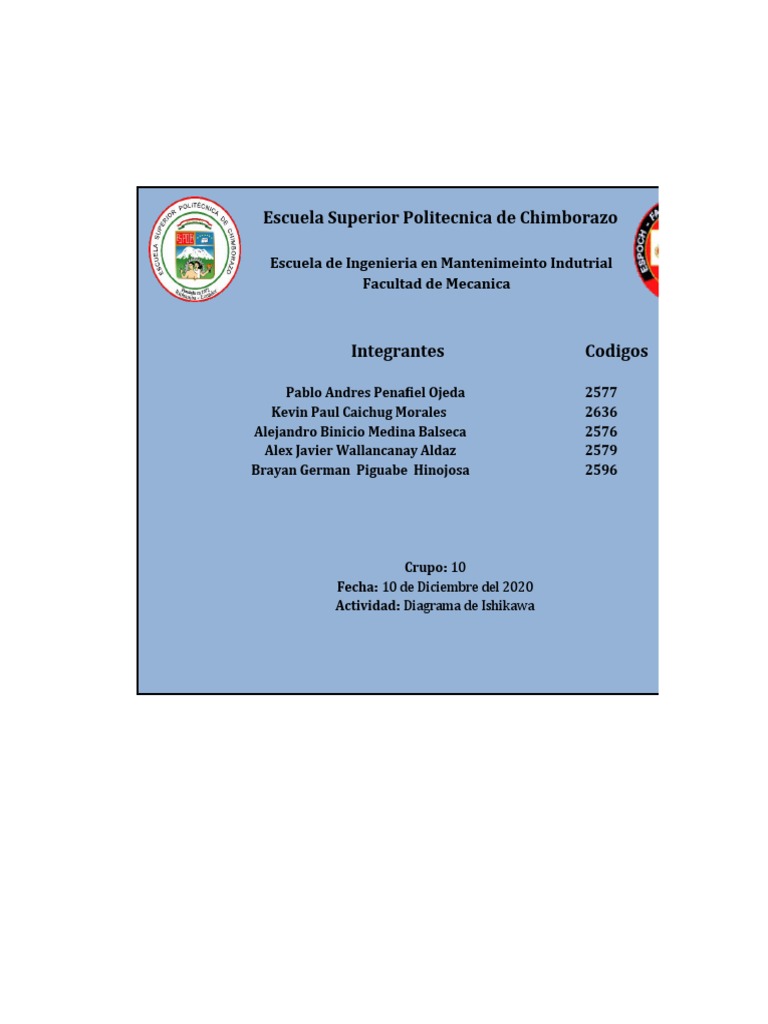 Diagrama de Ishikawa - Formato 6M | PDF