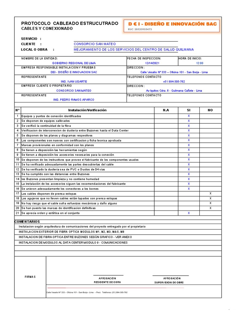 Protocolo de Cableado Estructurado UTP | PDF | Lima | Telecomunicaciones
