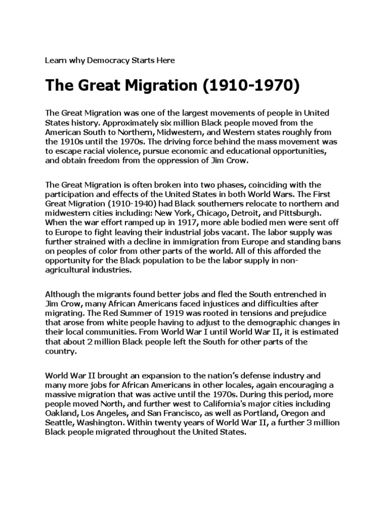 LLL The Great Migration | PDF | Politics And Race | Discrimination ...