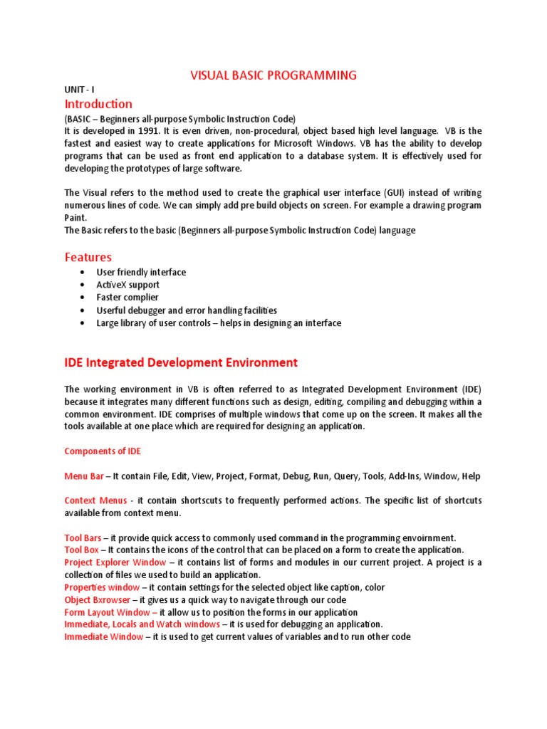 Visual Basic Programming | PDF | Control Flow | Menu (Computing)