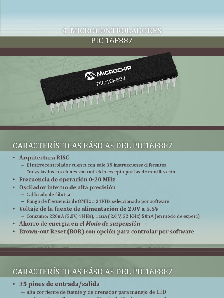 Pic 16f887 | PDF | Microcontrolador | Almacenamiento de datos de la ...