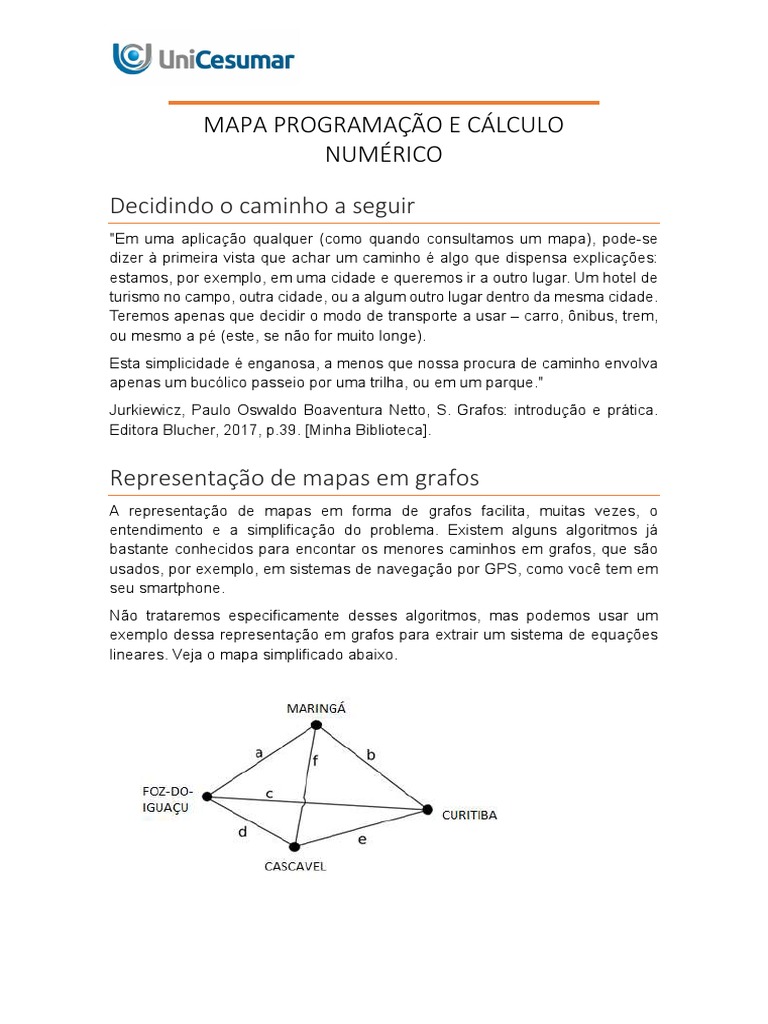 MAPA Cálculo Numérico | Download grátis PDF | Sistema de equações ...