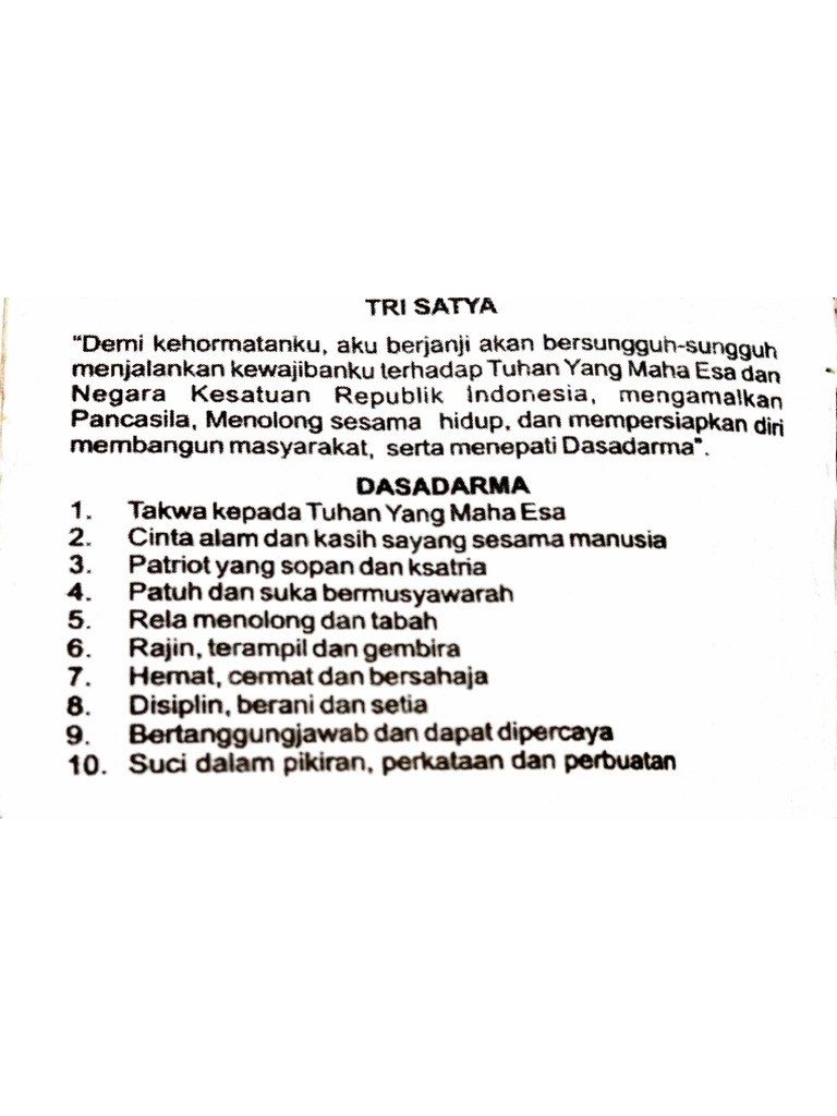 Tri Satya Dan Dasa Dharma | PDF