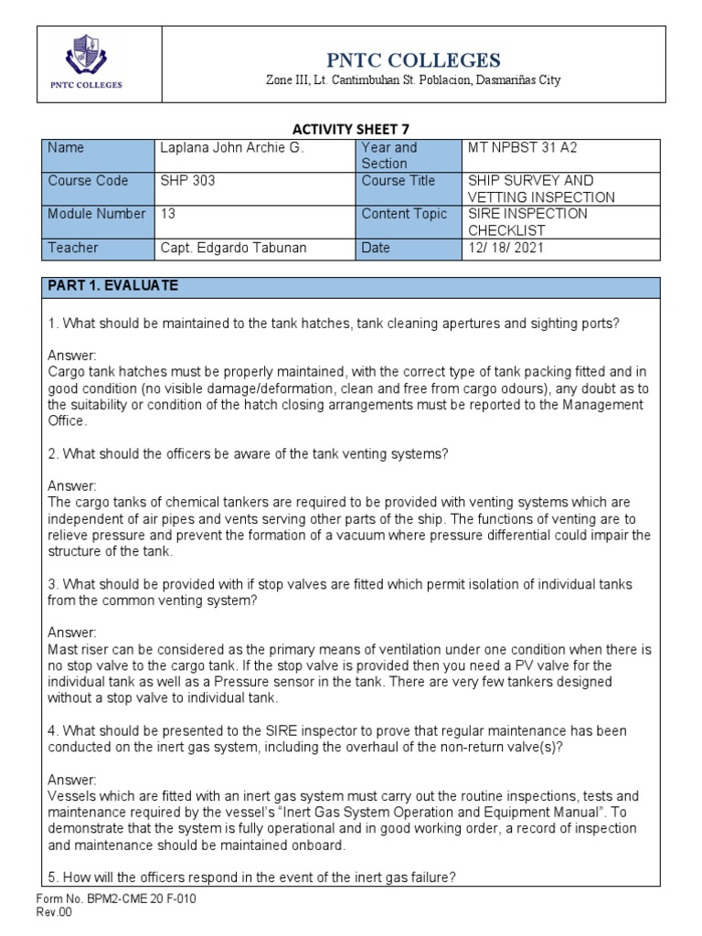 PNTC Colleges: Activity Sheet 7 | PDF | Oil Tanker | Voltage