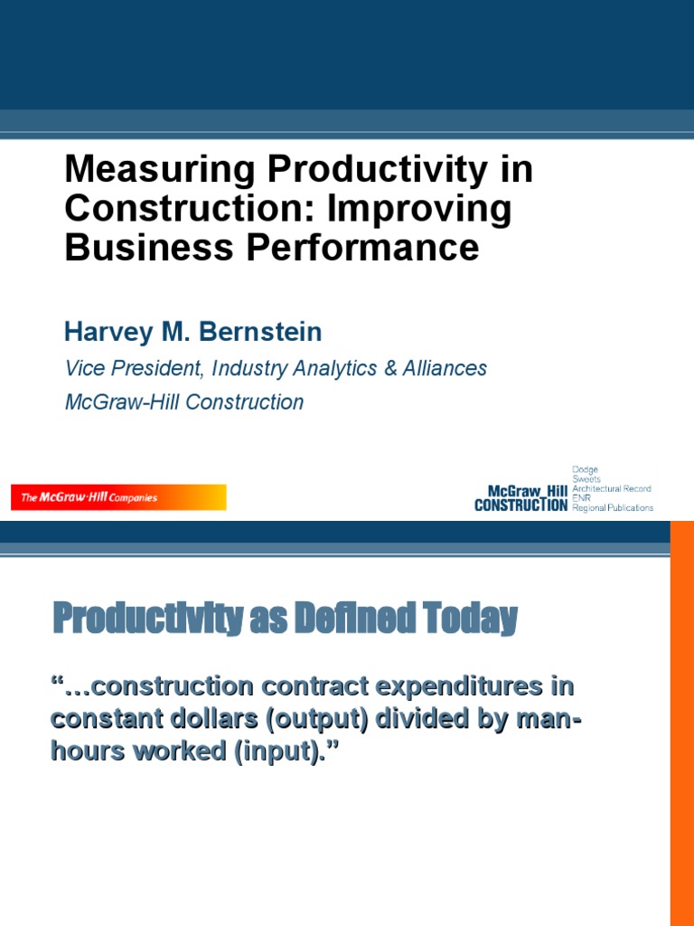 Measuring Productivity in Construction: Improving Business Performance ...