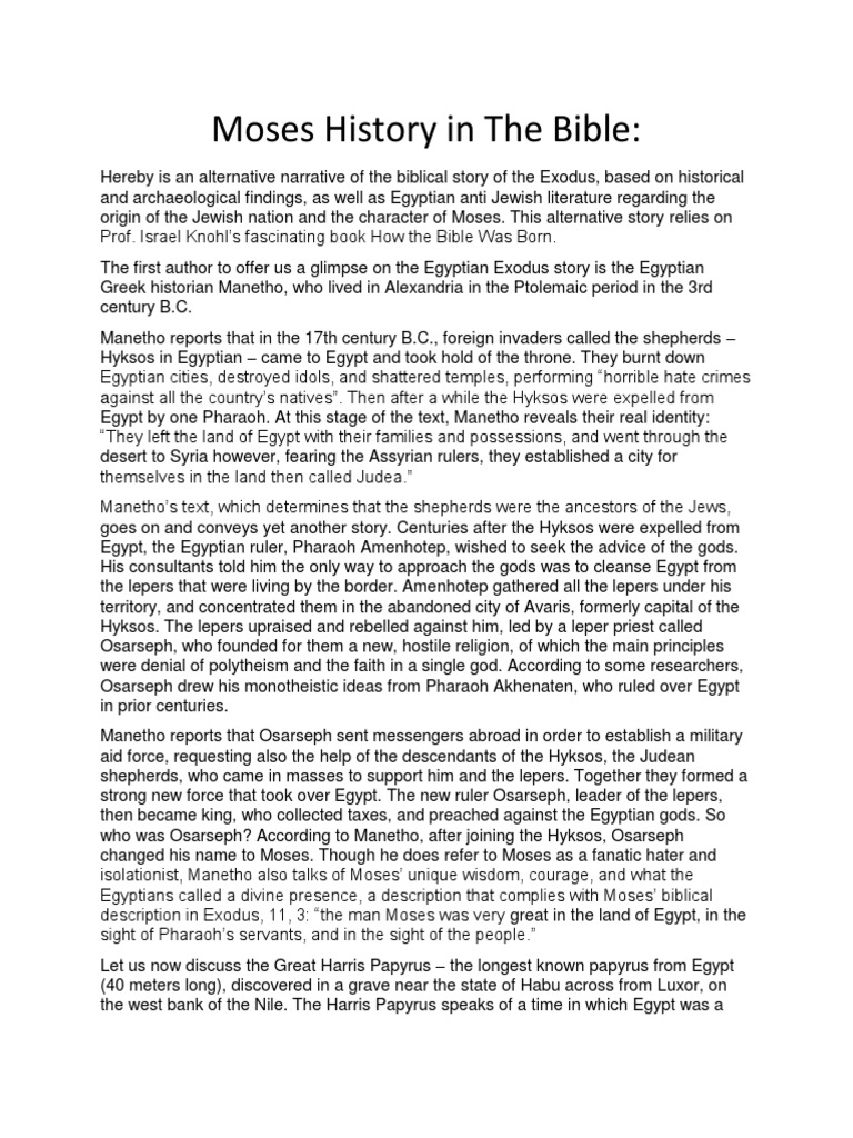 Moses History in The Bible | PDF | Moses | Ancient Egypt