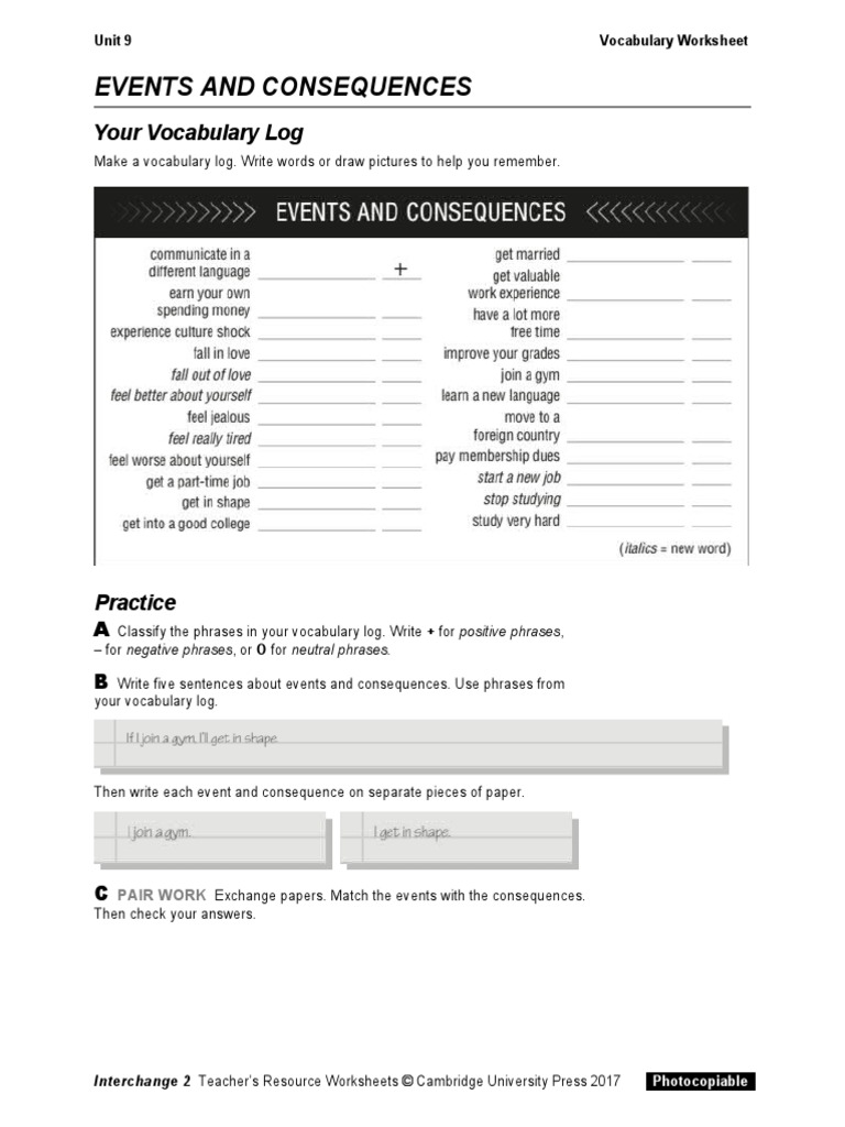 Interchange5thEd Level2 Unit09 Vocabulary Worksheet | PDF | Career & Growth | Language Arts ...