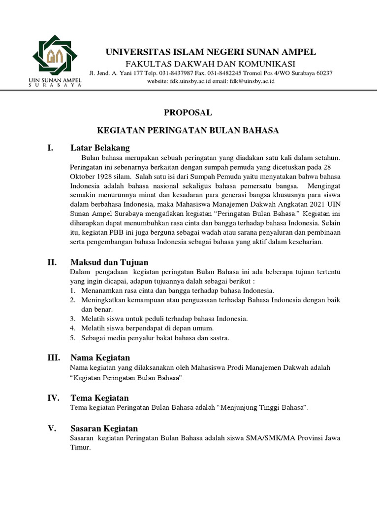 Proposal Bulan Bahasa | PDF