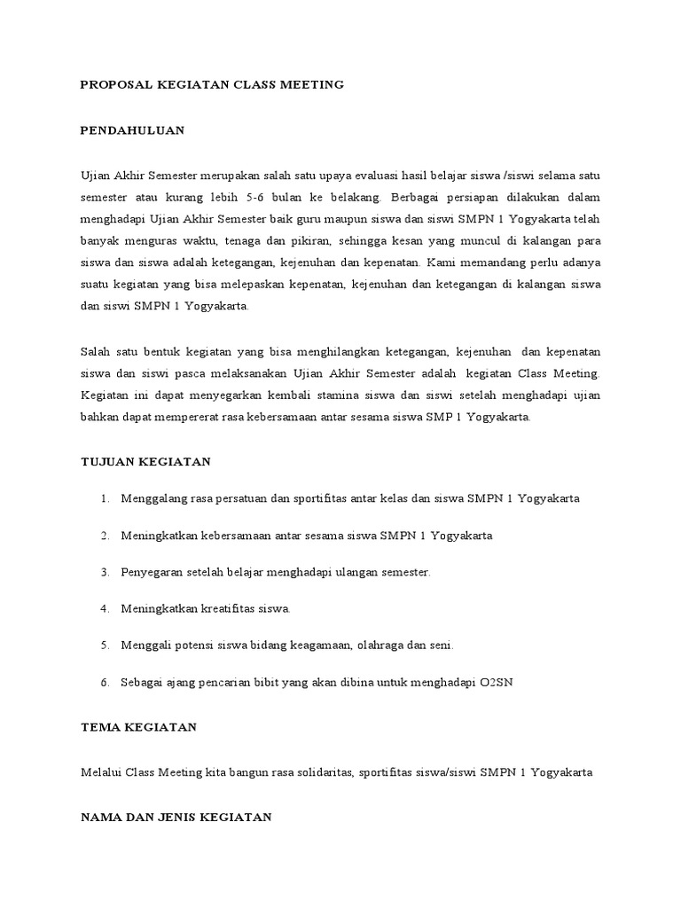 ?authuser 0&usp Docs - Web Contoh Proposal Class Meeting Sekolah Lengkap 1 | PDF