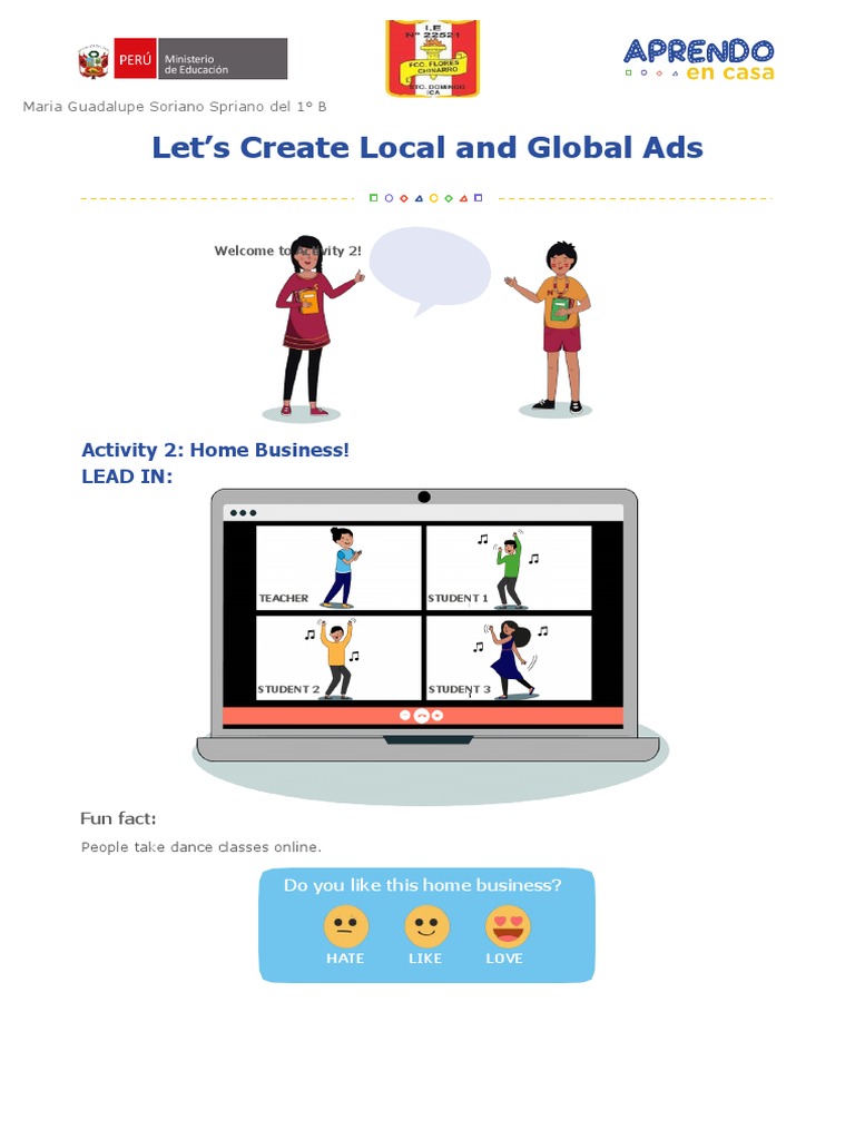 Let's Create Local and Global Ads: Activity 2: Home Business! Lead in | PDF