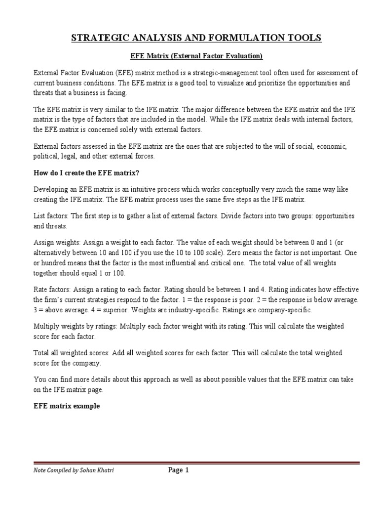 Shorter - Strategic Tools - Efe Ife Ie Space BCG QSPM | PDF | Strategic ...