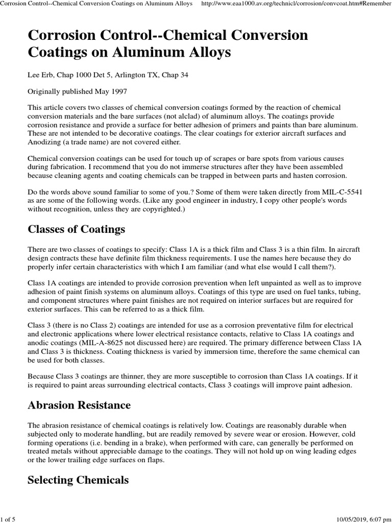 Corrosion Control - Chemical Conversion Coatings On Aluminum Alloys ...