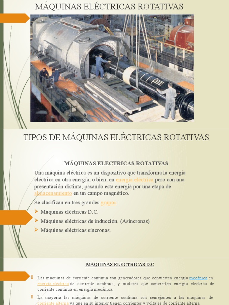 Tipos de Máquinas Eléctricas Rotativas | PDF | Motor eléctrico | Generador eléctrico