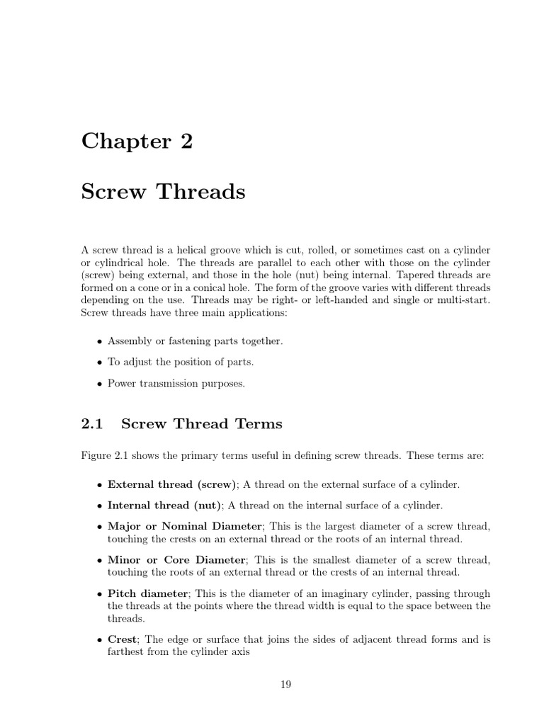 Screw Threads and Assembly Drawing Class NotesNotes | PDF | Screw | Nut ...