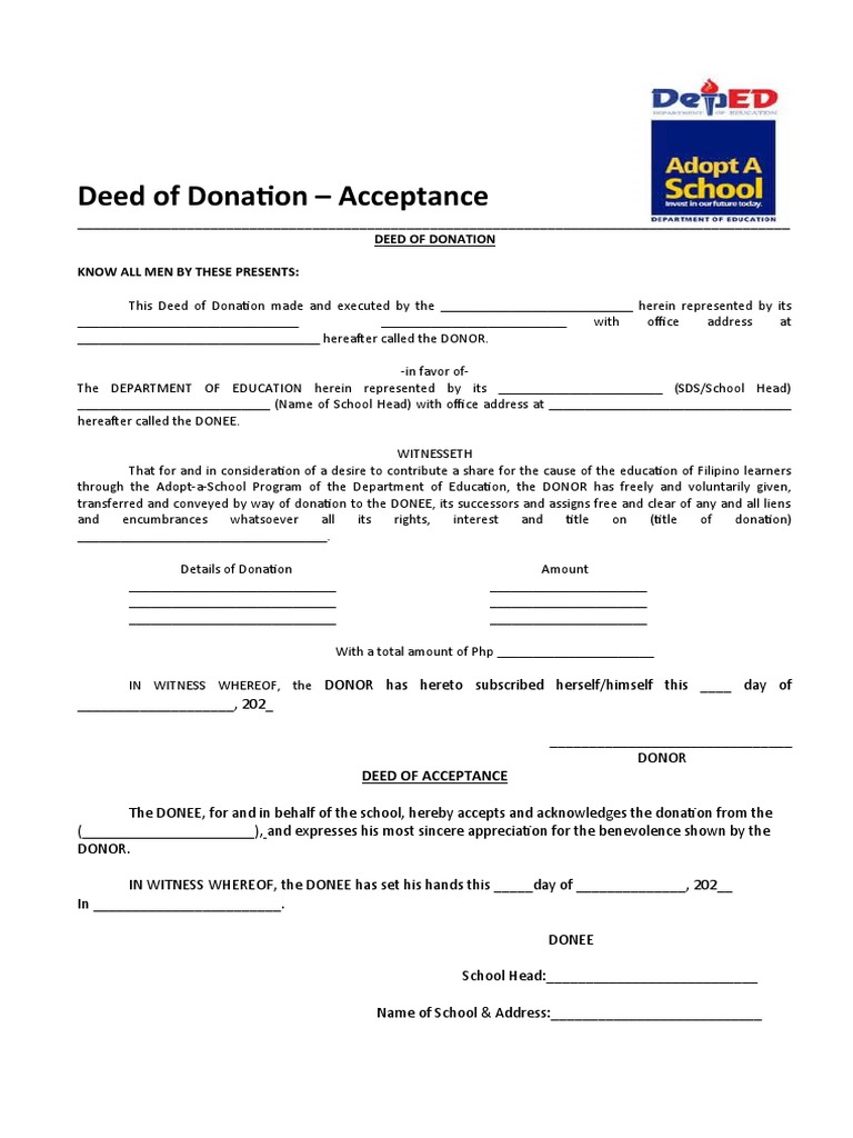 Deed of Donation | PDF | Common Law | Civil Law (Common Law)