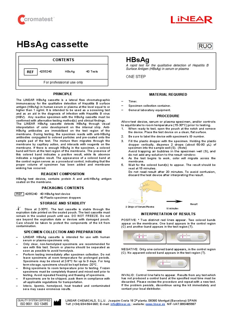 HBsAg 40 Tests Ing Rev. 07 | PDF | Hepatitis B | Infection