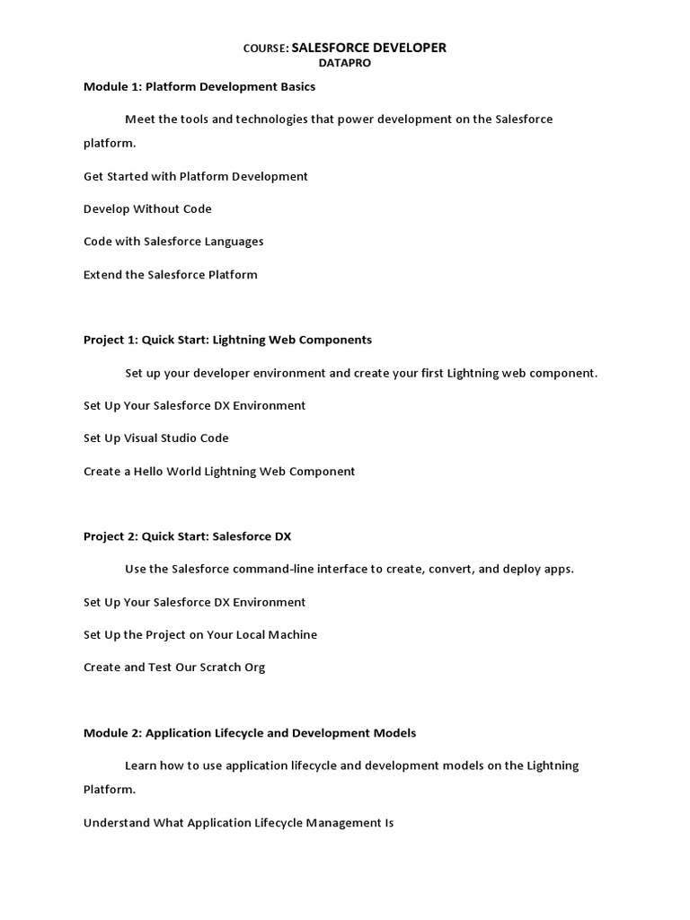 Module 1: Platform Development Basics: Salesforce Developer | PDF ...