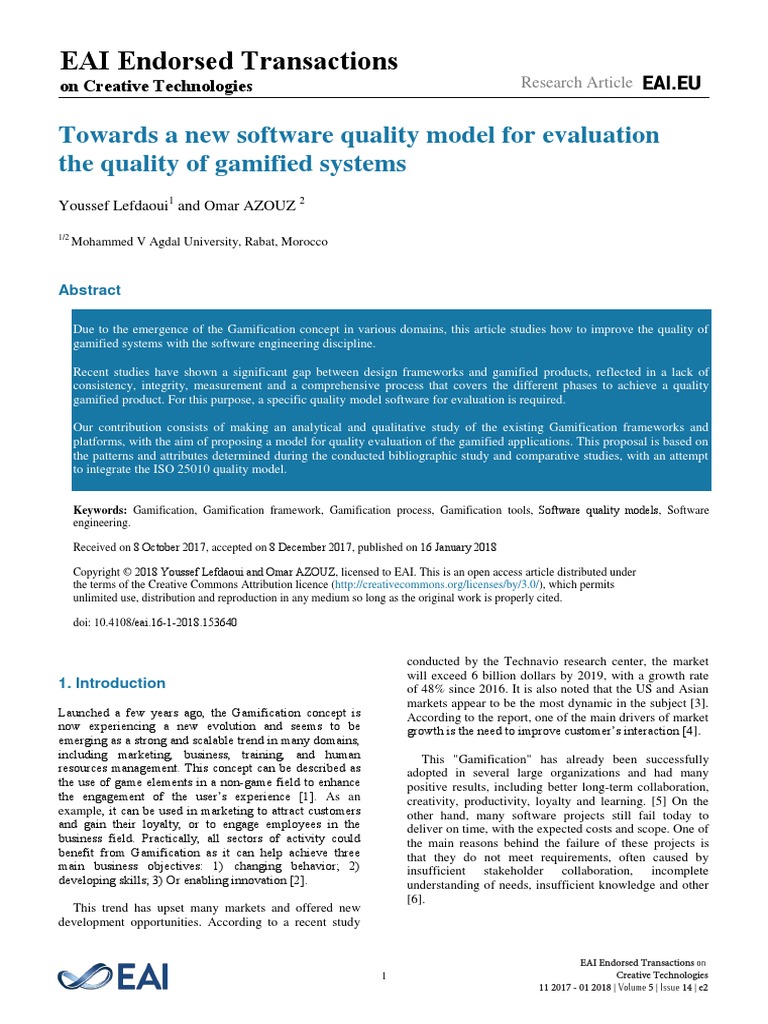 EAI Endorsed Transactions: Towards A New Software Quality Model For ...