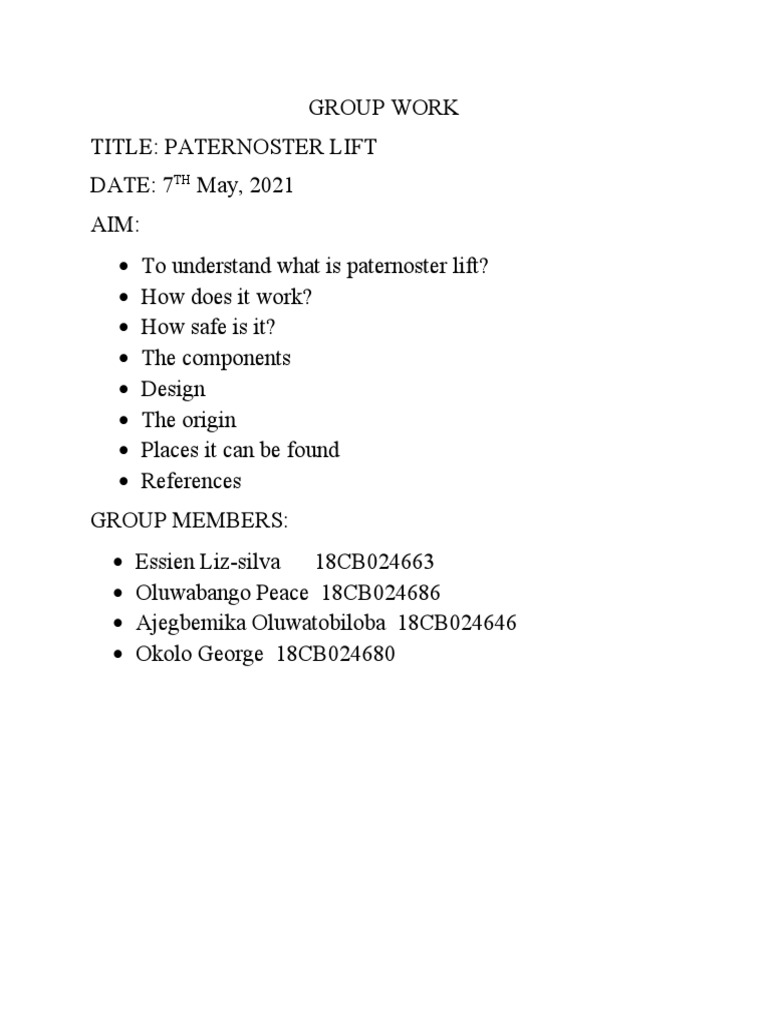 Paternoster | PDF | Transport