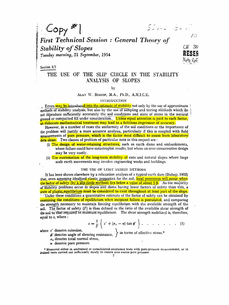 Slip Circle Method for Slope Stability | PDF | Applied And ...