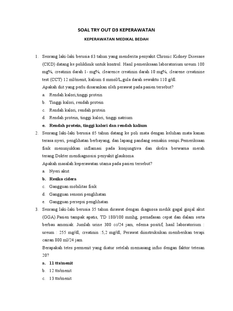 Soal Try Out D3 Keperawatan | PDF | Pengembangan Diri | Kesehatan Holistik