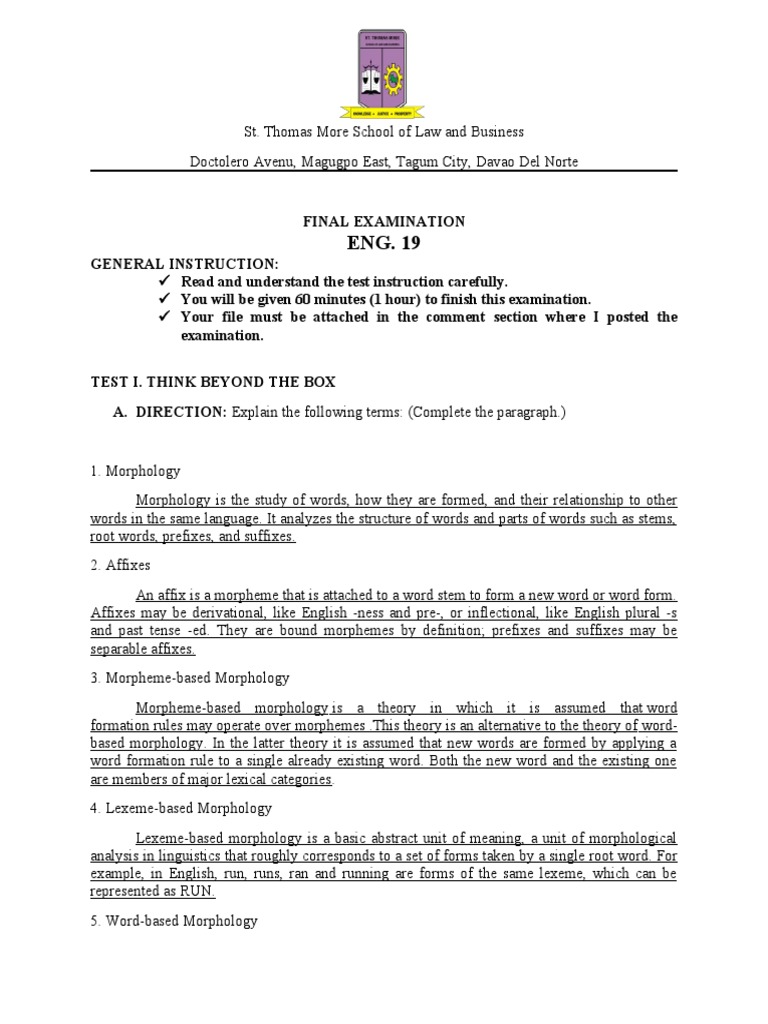 St. Thomas More School of Law and Business Final Exam | PDF ...