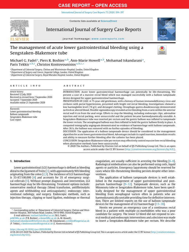 The Management Of Acute Lower Gastrointestinal Ble Pdf Bleeding