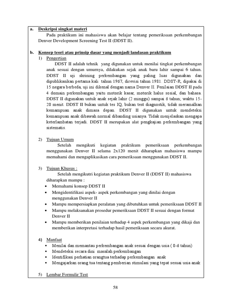 Mempelajari Penggunaan Alat Uji Tumbang Denver II | PDF