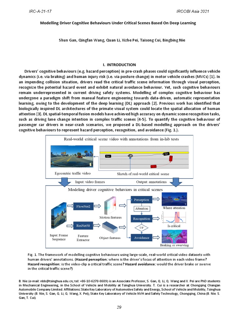 Modelling Driver Cognitive Behaviours Under Critical Scenes Based On ...
