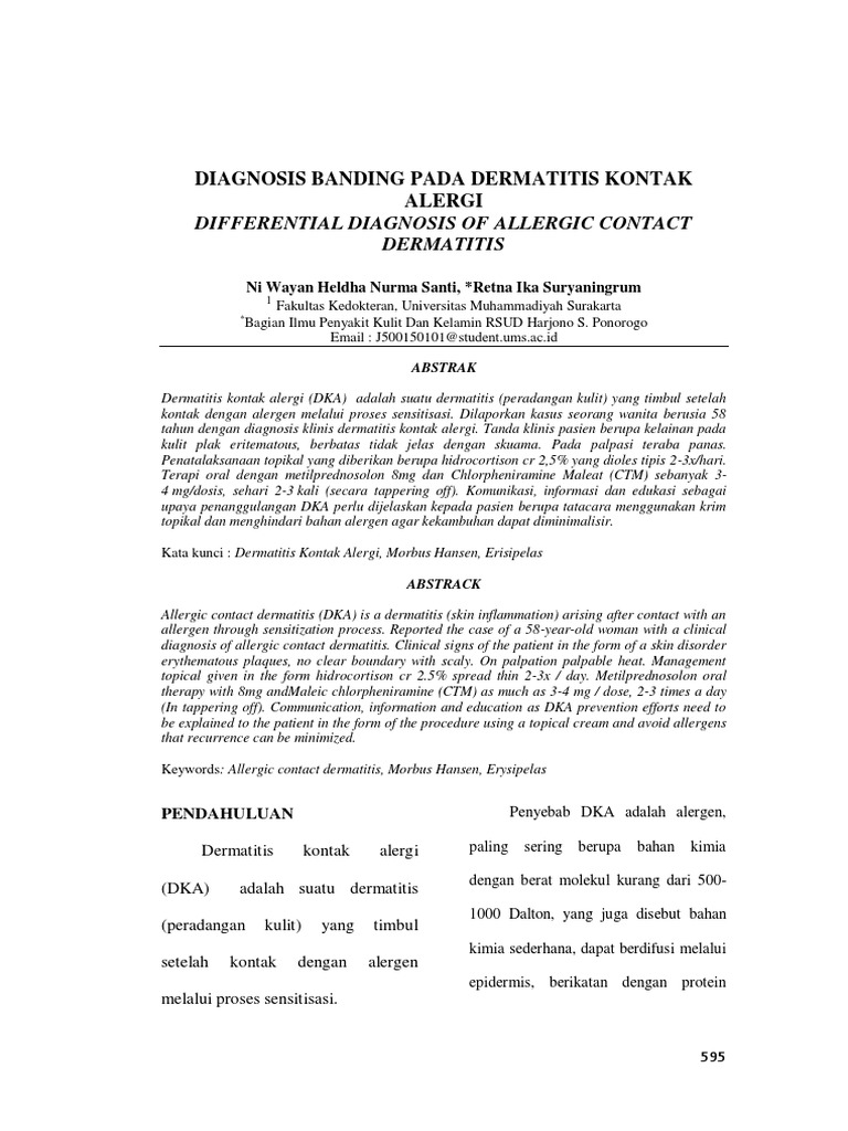 Diagnosis Banding Pada Dermatitis Kontak Alergi | PDF | Pengembangan Diri