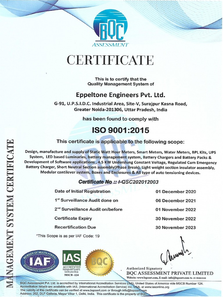 ISO 9001 - 2015 Valid Upto 2023 | PDF
