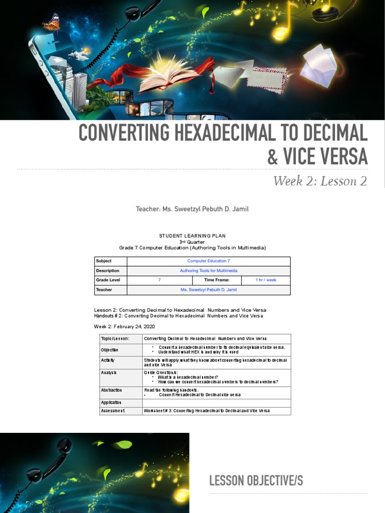 Lesson 2 Week 2 - Converting Decimal To Hexadecimal Numbers and Vice ...