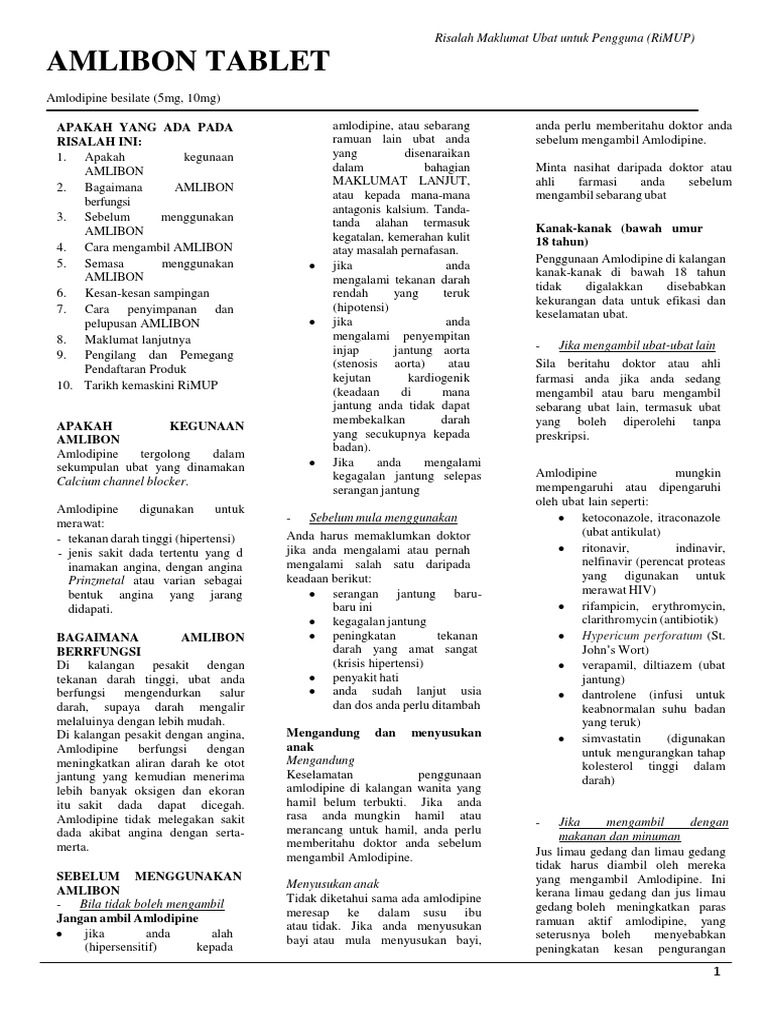 Amlibon Tablet 5mg, 10mg (Amlodipine) Novartis Corporation (M) Sdn. Bhd ...