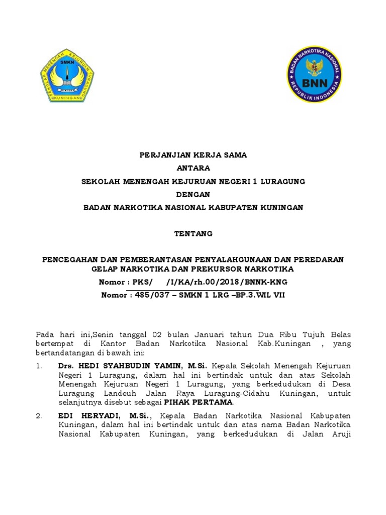 Draf PKS SMKN 1 Luragung Dan BNN | PDF
