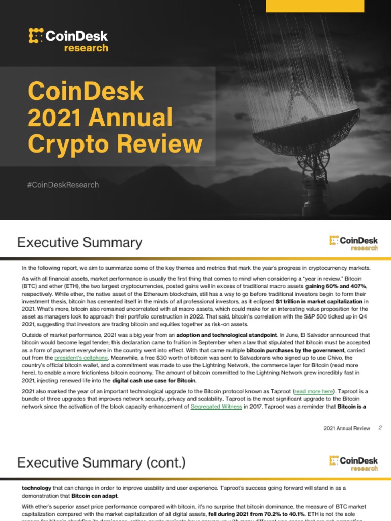 2021 Annual Crypto Review Coindesk Research | PDF | Cryptocurrency ...