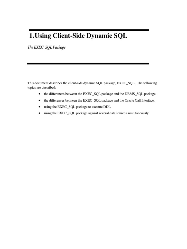 Using Client Side Dynamic Sql The Exec Sql Package Pdf Plsql 9552